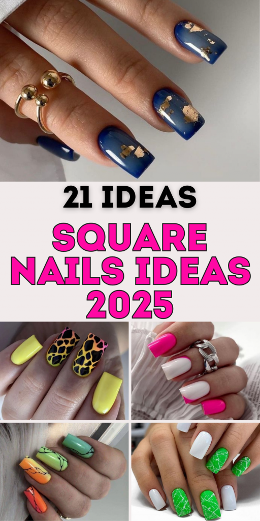 21 Square Nails Ideas 2025: Trendy Styles With French Tip, Vibrant And ...