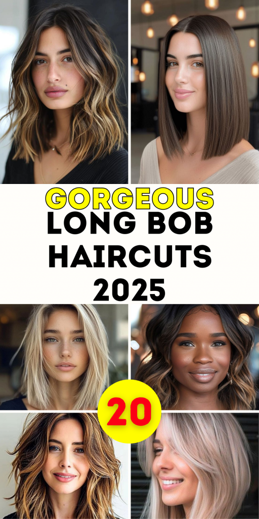 20 Stunning Long Bob Haircuts 2025 For Brunettes And Blondes With Bangs ...